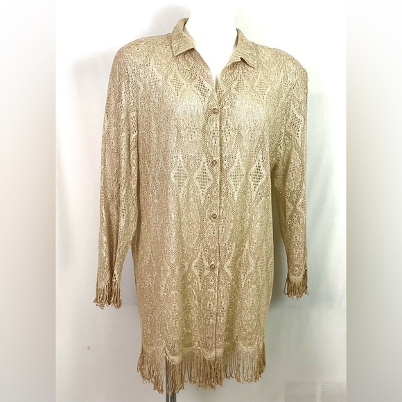 RIO Inc. | Jackets & Coats | Vintage Gold Lace Glitter Duster Jacket ...